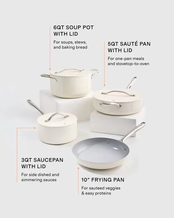 Quince Ceramic Nonstick 7pc Cookware Set - Ivory