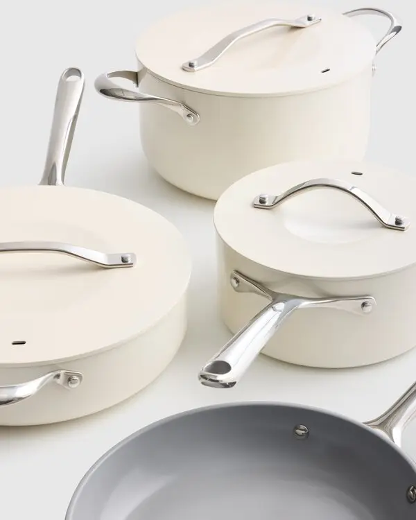 Quince Ceramic Nonstick 7pc Cookware Set - Ivory