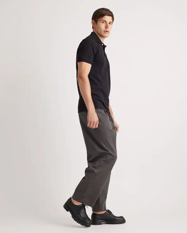 Quince Organic Stretch Luxe Pique Polo Shirt - Black