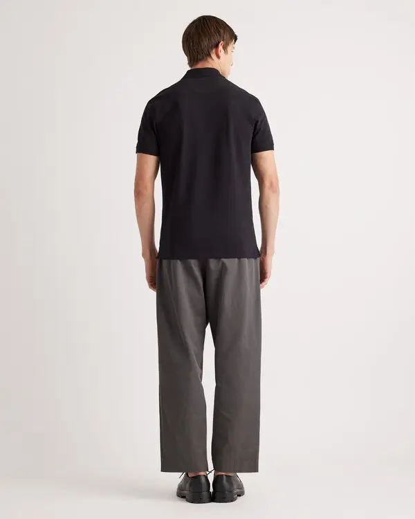 Quince Organic Stretch Luxe Pique Polo Shirt - Black