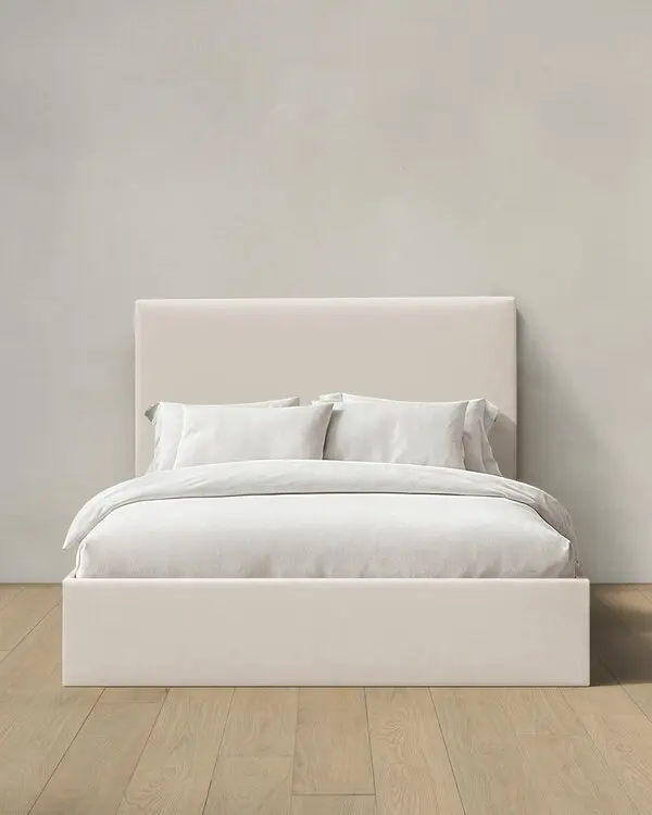 Quince Square Bed In Performance Linen - Ivory
