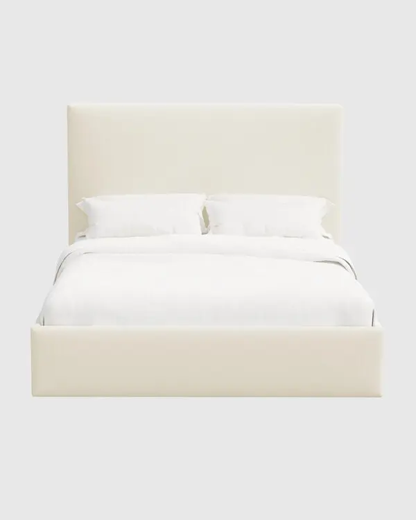Quince Square Bed In Performance Linen - Ivory