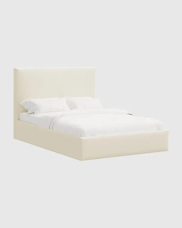 Quince Square Bed In Performance Linen - Ivory