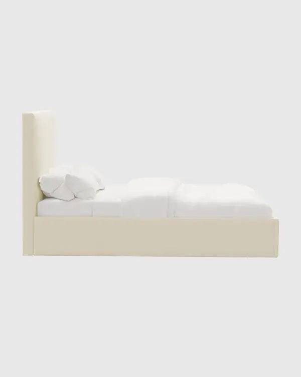 Quince Square Bed In Performance Linen - Ivory