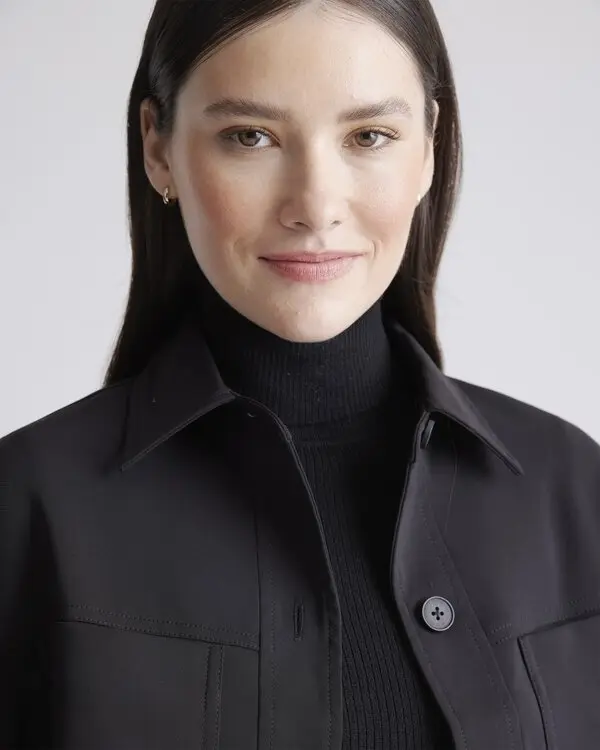 Quince Stretch Crepe Cropped Jacket - Black