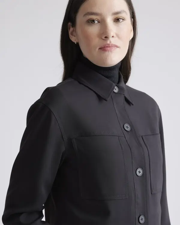 Quince Stretch Crepe Cropped Jacket - Black