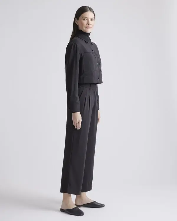 Quince Stretch Crepe Cropped Jacket - Black
