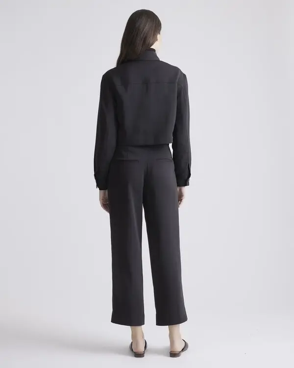 Quince Stretch Crepe Cropped Jacket - Black