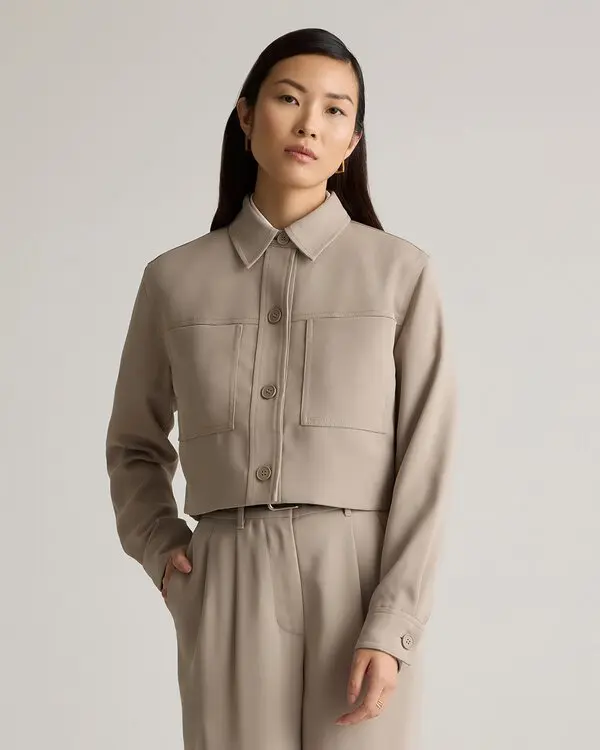 Quince Crepe Cropped Jacket - Morel