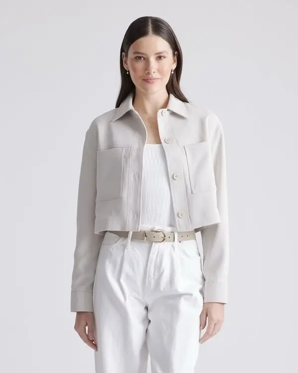 Quince Crepe Cropped Jacket - Sand