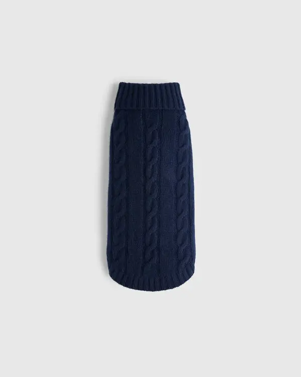 Quince Cashmere Cable Knit Dog Sweater - True Navy
