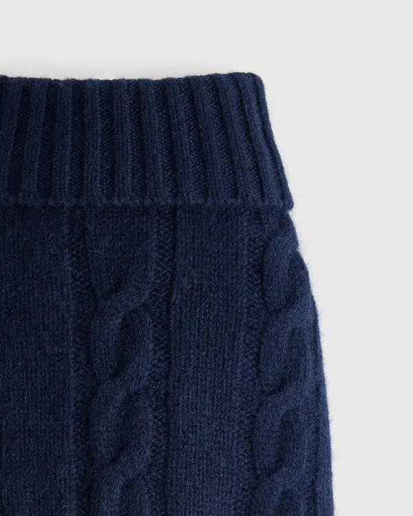 Quince Cashmere Cable Knit Dog Sweater - True Navy
