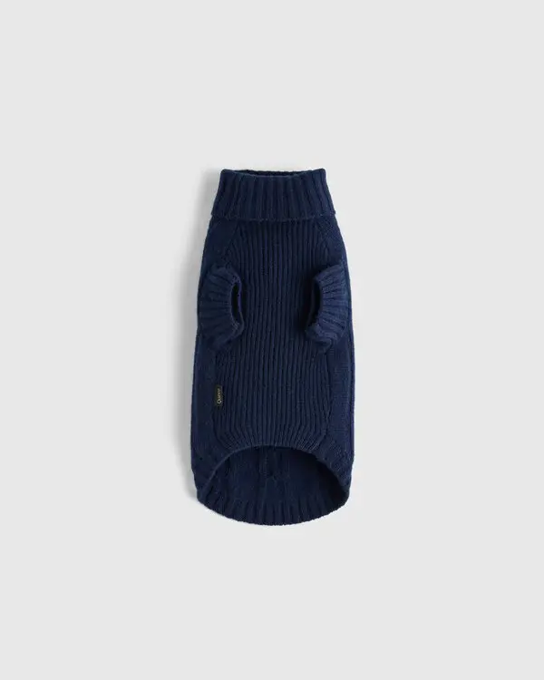 Quince Cashmere Cable Knit Dog Sweater - True Navy
