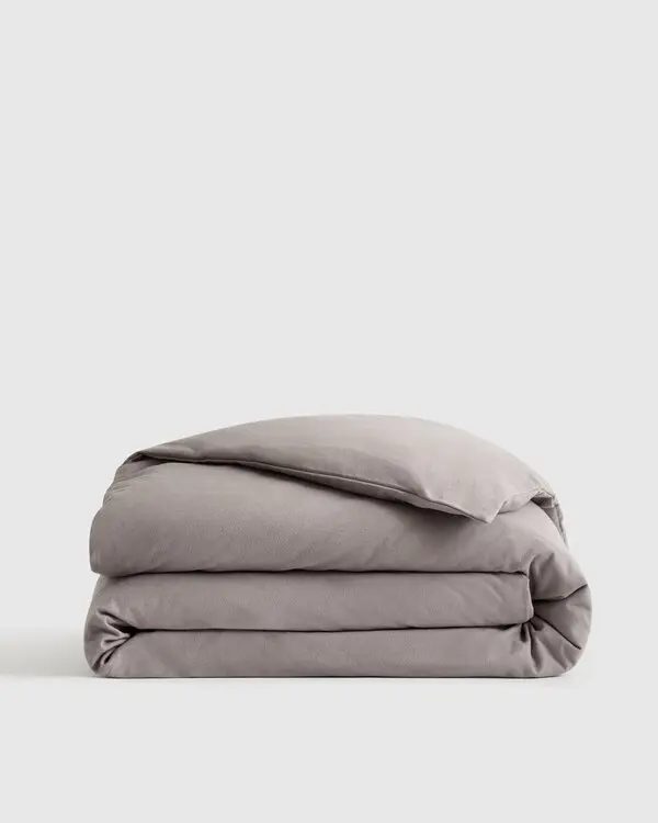 Quince Luxury Organic Flannel Duvet Cover - Grey
