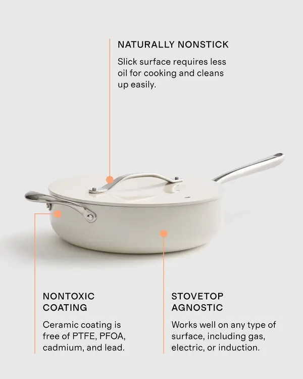 Quince Ceramic Nonstick Saute Pan With Lid