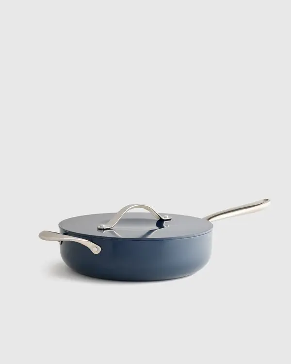 Quince Ceramic Nonstick Saute Pan With Lid - Navy