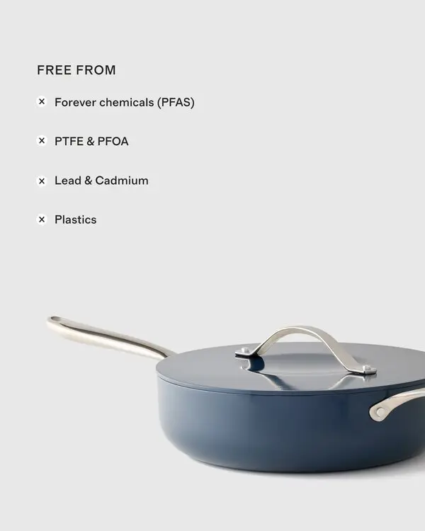 Quince Ceramic Nonstick Saute Pan With Lid - Navy
