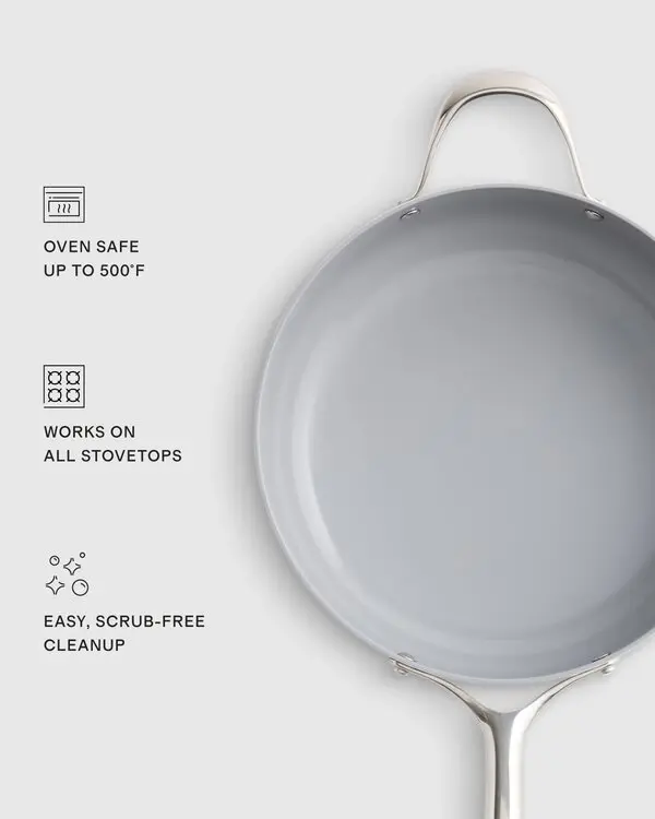 Quince Ceramic Nonstick Saute Pan With Lid - Navy