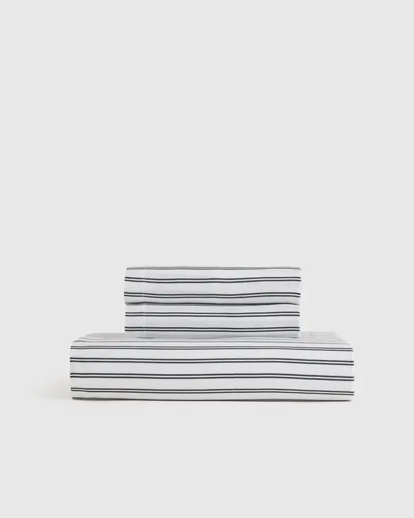 Quince Bamboo Fitted Sheet Set - Double Stripe Nightfall