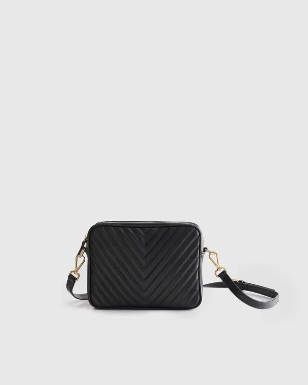 Quince Gemma Quilted Crossbody Bag - Black