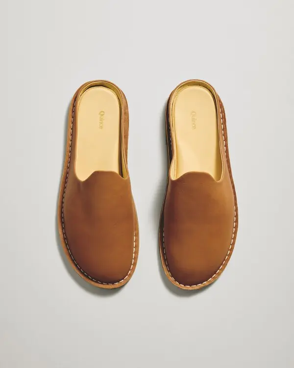Quince Italian Leather Mule Slip-ons - Peanut