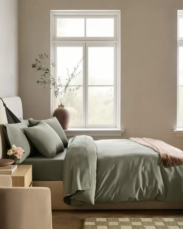 Quince Organic Crisp Percale Deluxe Bedding Bundle - Dried Sage