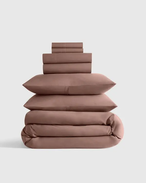 Quince Organic Crisp Percale Deluxe Bedding Bundle - Fig