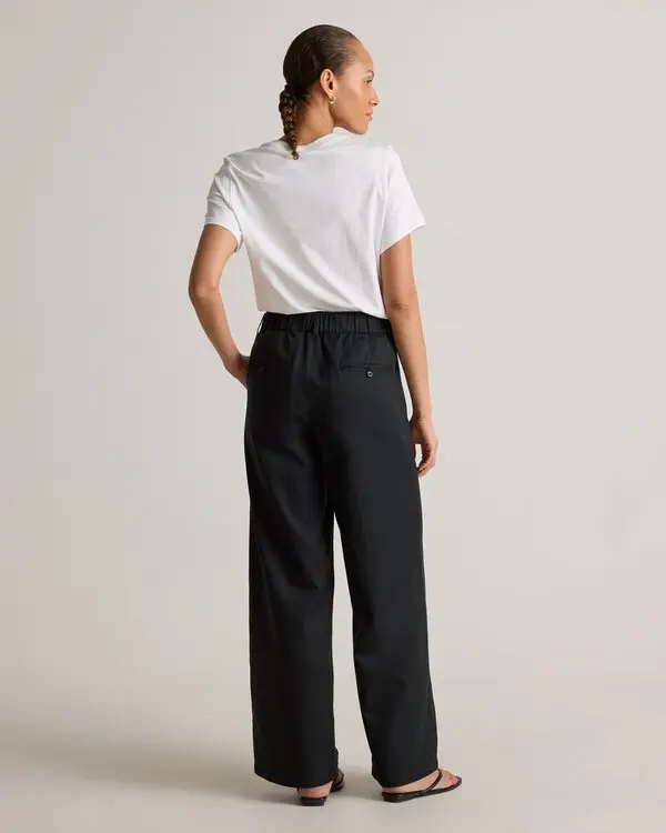 Quince Drapey Twill Pleated Trouser - True Black