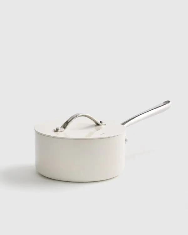 Quince Ceramic Nonstick Saucepan: 3qt - Ivory