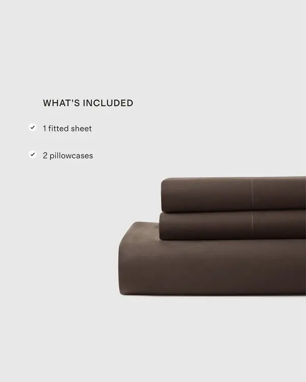 Quince Organic Crisp Percale Fitted Sheet Set - Espresso