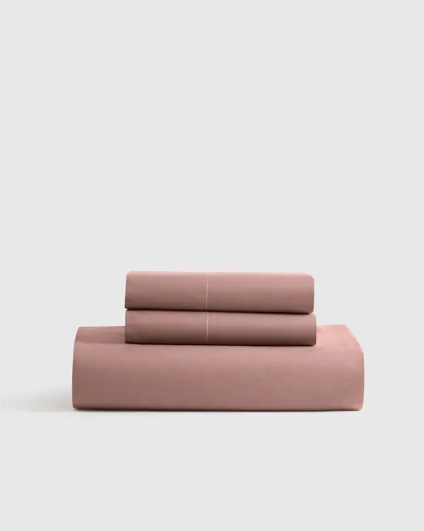 Quince Organic Crisp Percale Fitted Sheet Set - Fig