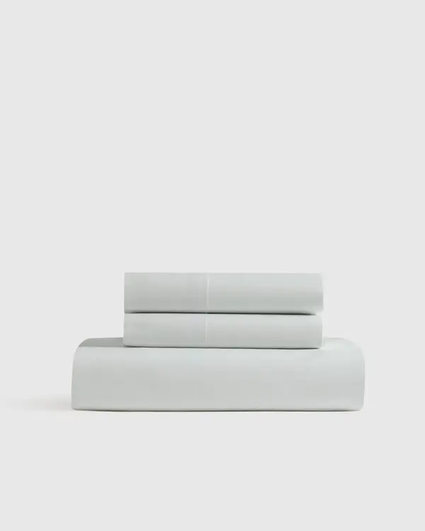 Quince Organic Crisp Percale Fitted Sheet Set - Mist