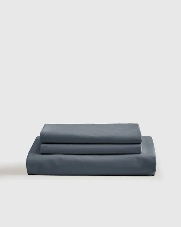Quince Organic Crisp Percale Fitted Sheet Set - Nightfall