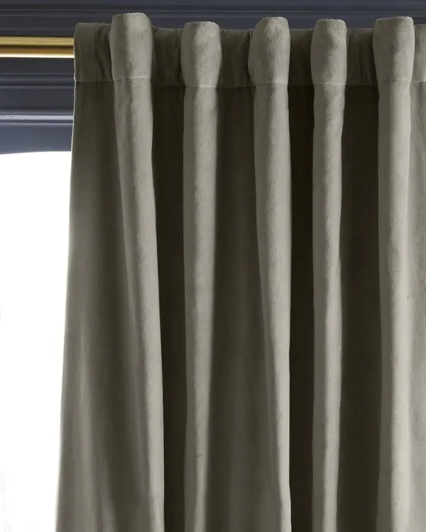 Quince Cotton Velvet Curtain Single Panel - Light Grey
