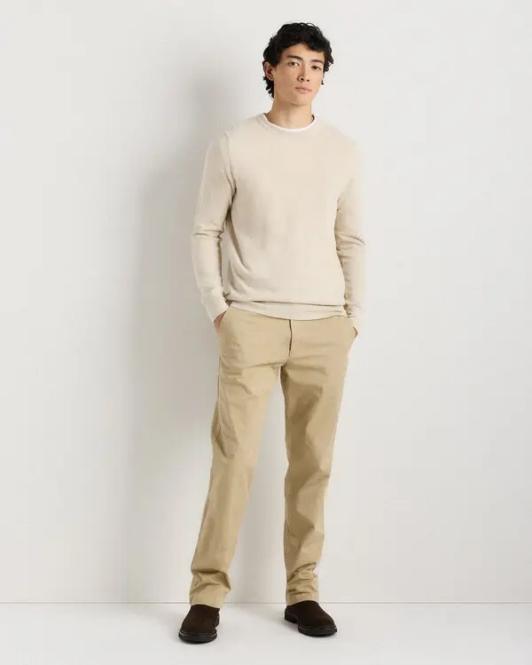 Quince Organic Cotton Piqué Crewneck Sweater - Speckled Beige