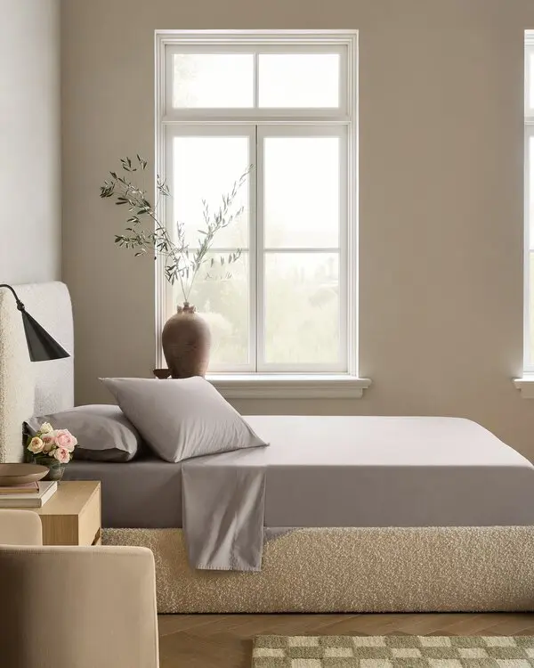 Quince Organic Crisp Percale Sheet Set - Dove
