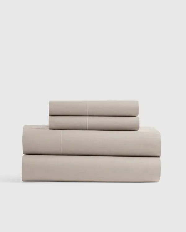 Quince Organic Crisp Percale Sheet Set - Dove