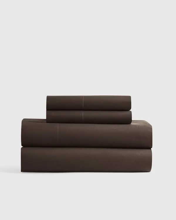 Quince Organic Crisp Percale Sheet Set - Espresso