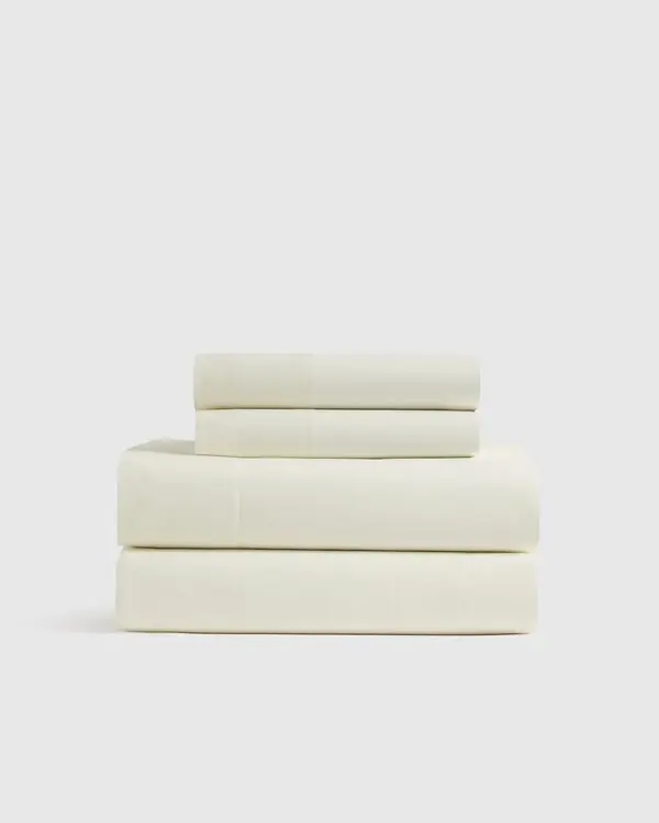 Quince Organic Crisp Percale Sheet Set - Ivory