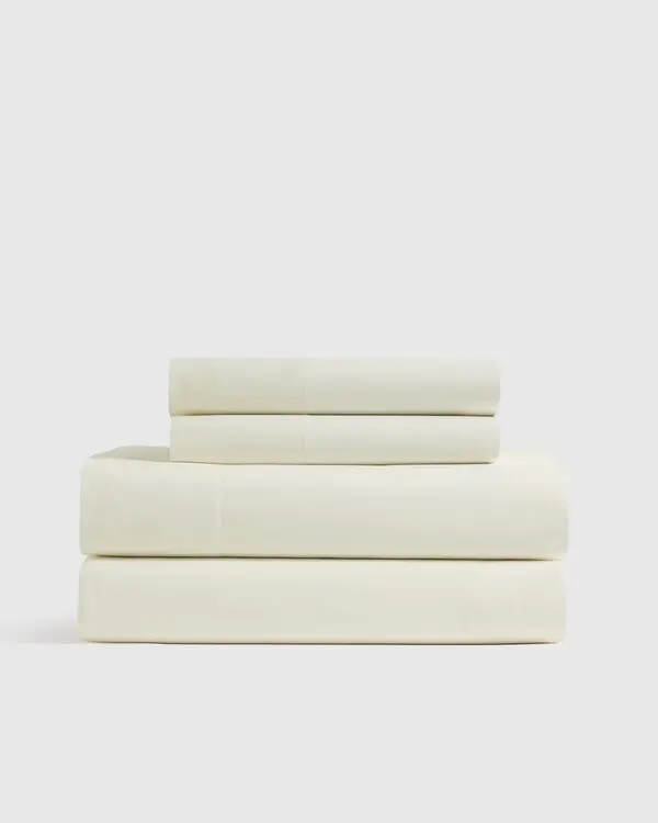 Quince Organic Crisp Percale Sheet Set - Ivory