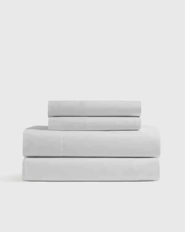 Quince Organic Crisp Percale Sheet Set - Light Grey