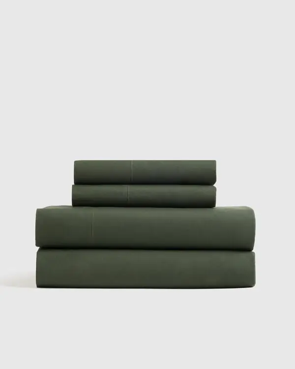 Quince Organic Crisp Percale Sheet Set - Pine