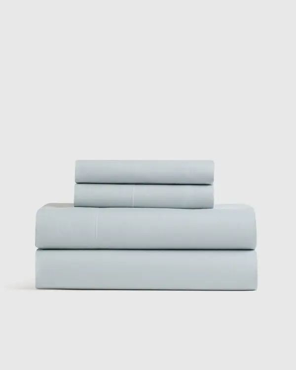Quince Organic Crisp Percale Sheet Set - Sky Blue