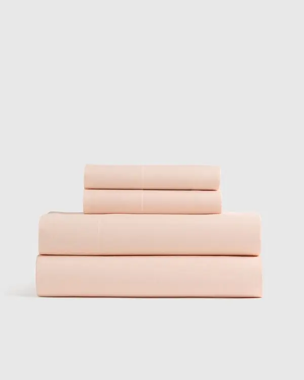 Quince Organic Crisp Percale Sheet Set - Soft Pink