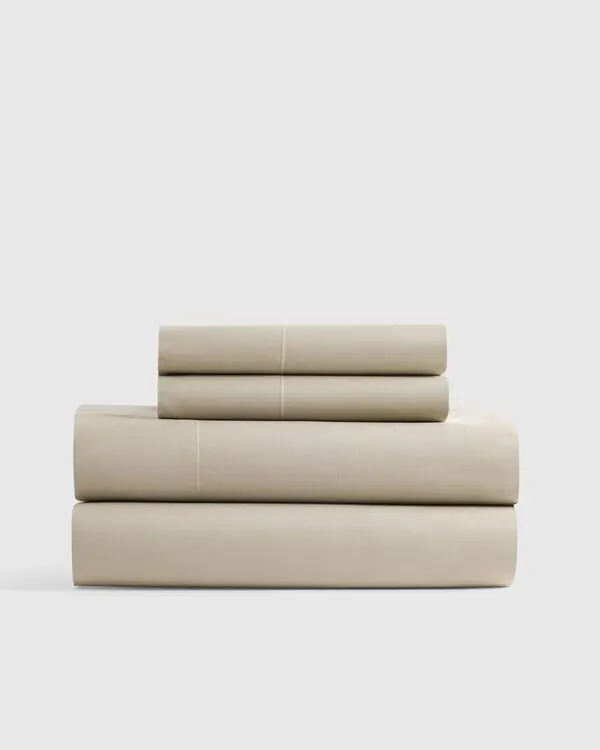 Quince Organic Crisp Percale Sheet Set - Toffee