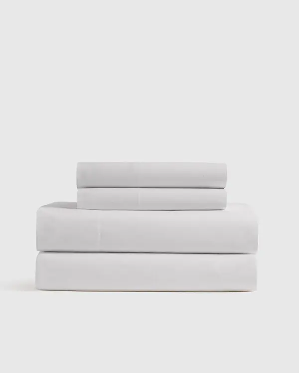 Quince Organic Crisp Percale Sheet Set - White
