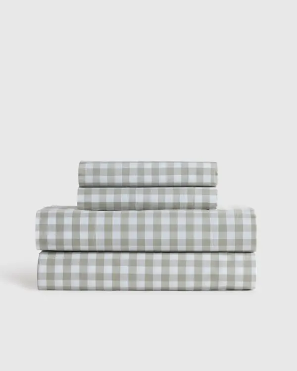 Quince Organic Crisp Percale Sheet Set - Willowleaf Gingham