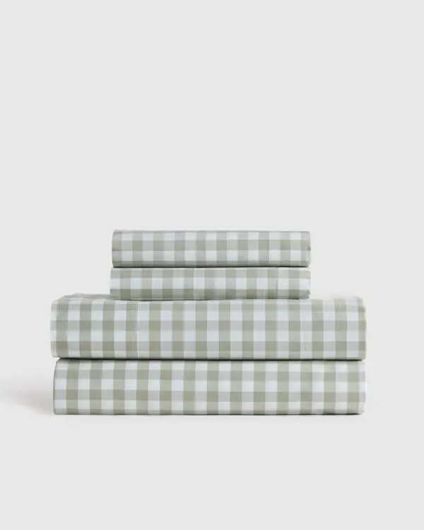 Quince Organic Crisp Percale Sheet Set - Willowleaf Gingham