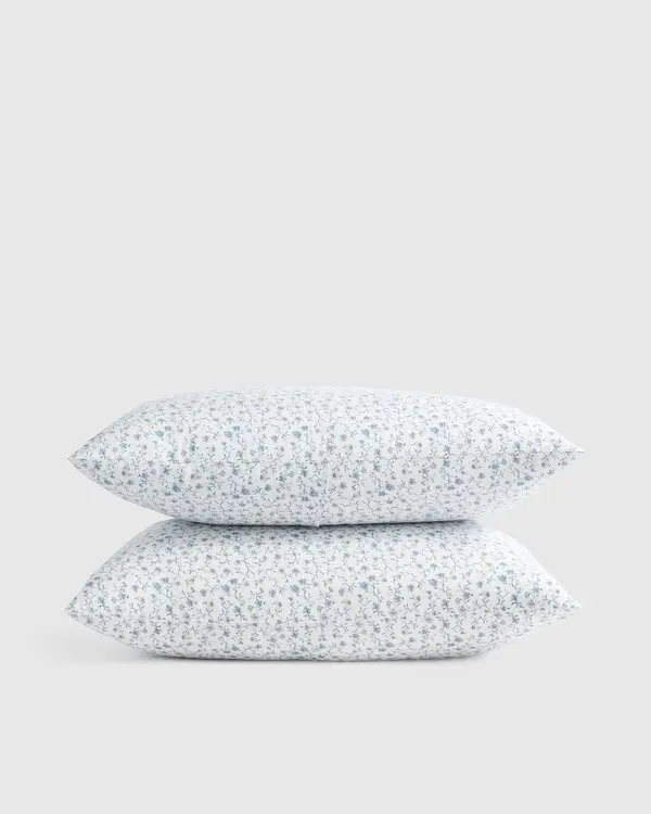 Quince Organic Crisp Percale Sham Set - Blue Florette