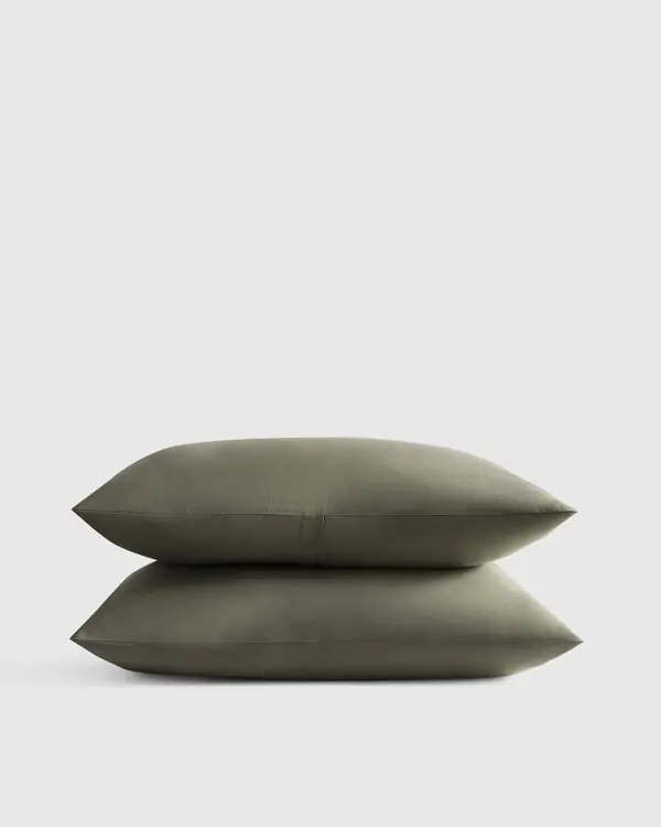 Quince Organic Crisp Percale Sham Set - Dusty Olive